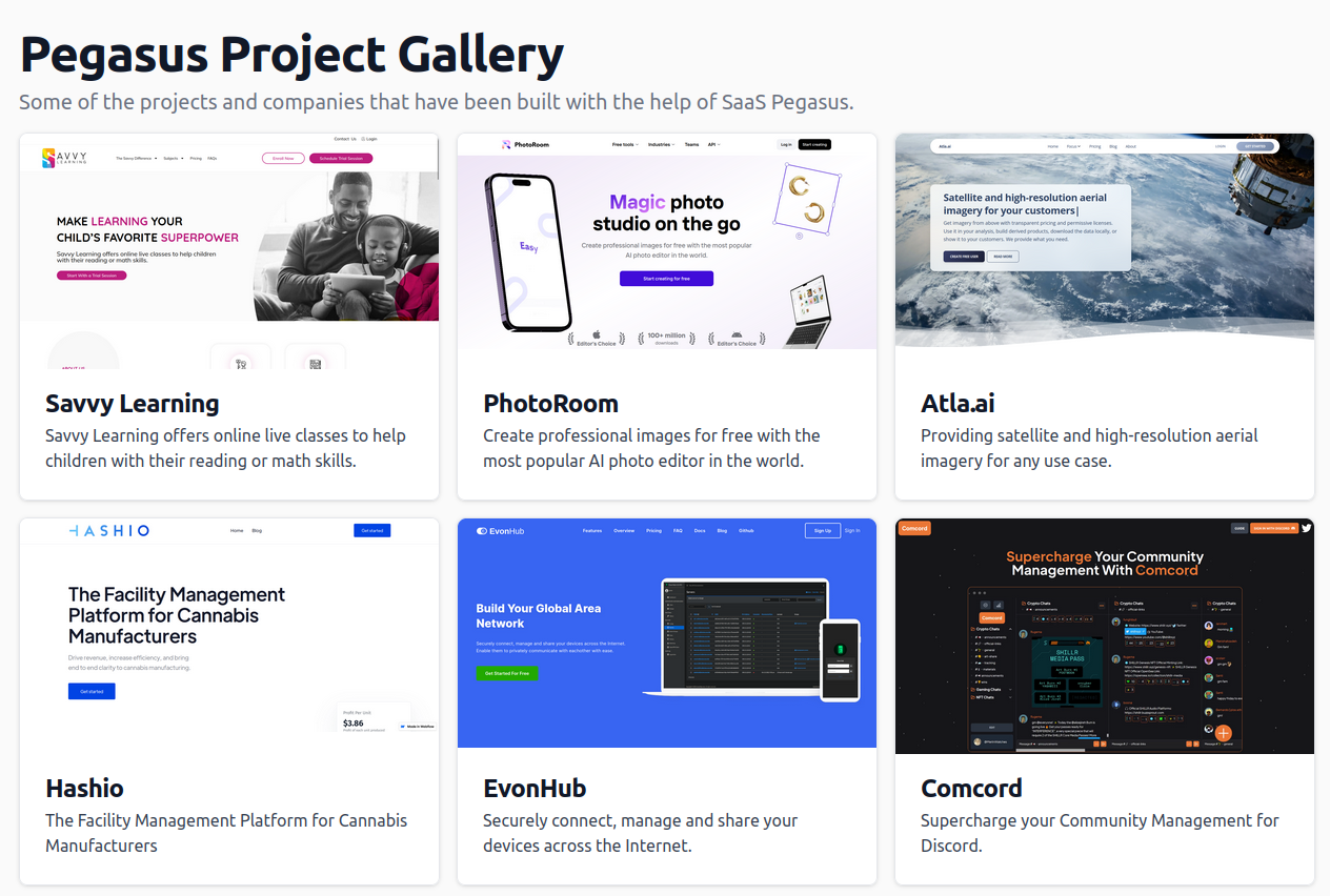 The SaaS Pegasus Project Gallery